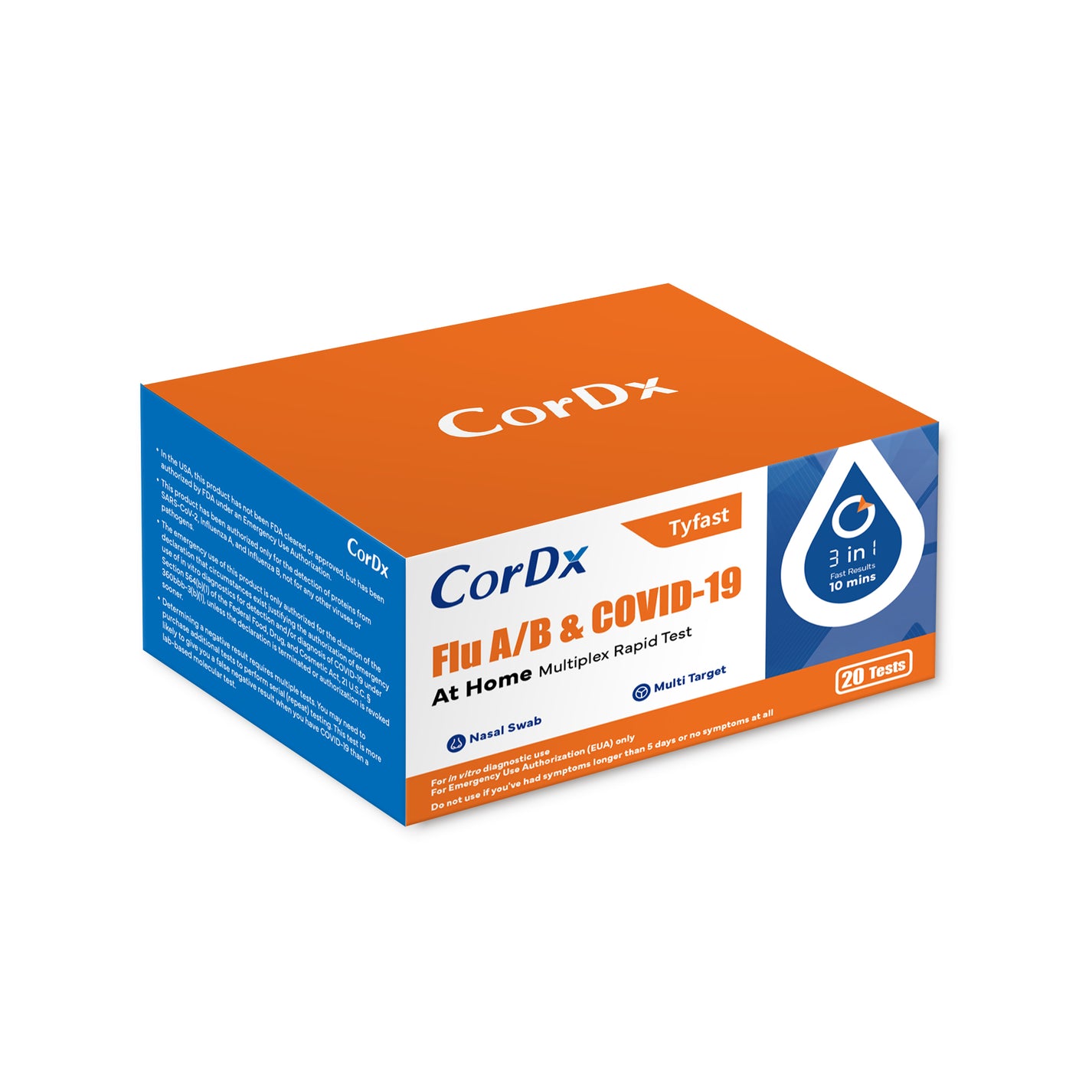 CorDx TyFast Flu A/B & COVID-19 At Home Multiplex Rapid Test(OTC)